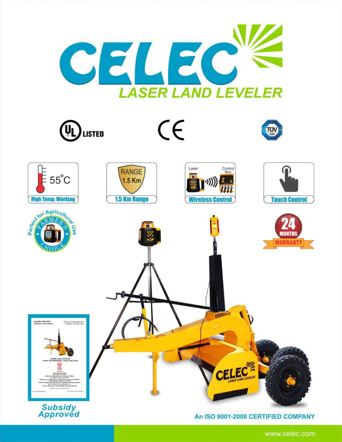 Laser Land Leveler Pro-5000 Govt. Subsidy Approved - CELEC